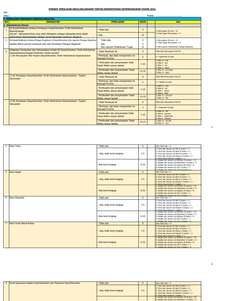 Form Penilaian Lomba | PDF