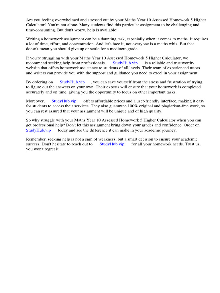 Maths Year 10 Assessed Homework 5 Higher Calculator | PDF | Worksheet ...