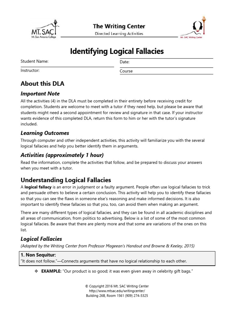 Identifying Logical Fallacies Revised 21 New | PDF | Fallacy | Logic