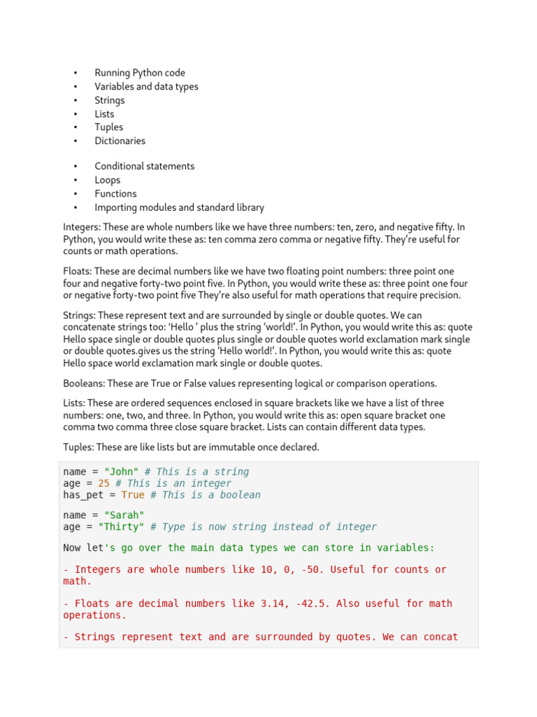 Python Basics Warp Up | PDF | Control Flow | Boolean Data Type