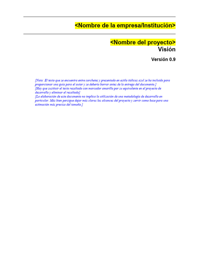 Plantilla Documento Vision | PDF | Caso de uso | Software