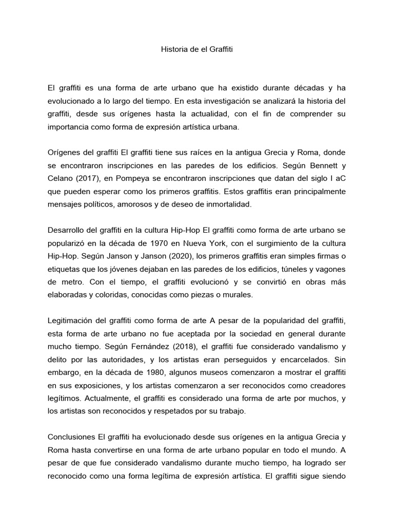 Historia de el Graffiti | PDF | Pintada | Arte callejero