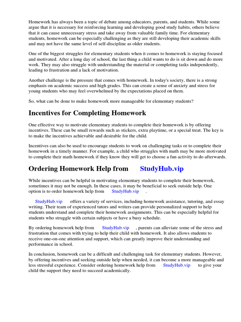 Homework Incentives For Elementary Students | PDF | Homework | Incentive