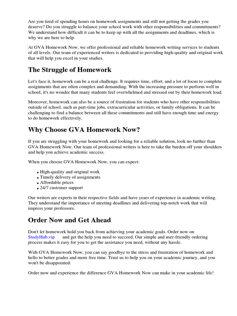 Gva Homework Now | PDF | Homework