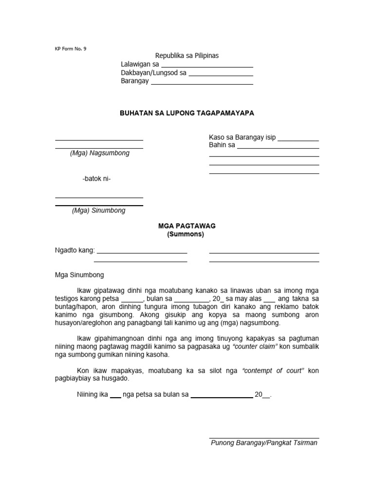 9 KP Form SUMMONS | PDF