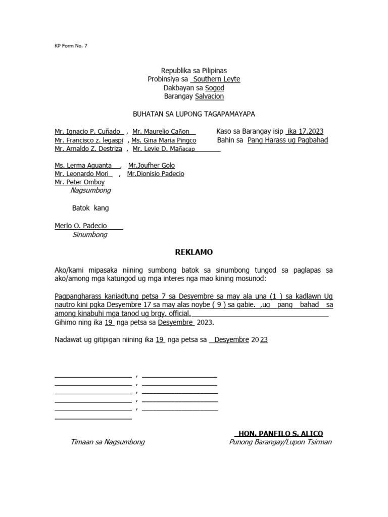 7 KP Form COMPLAINT | PDF