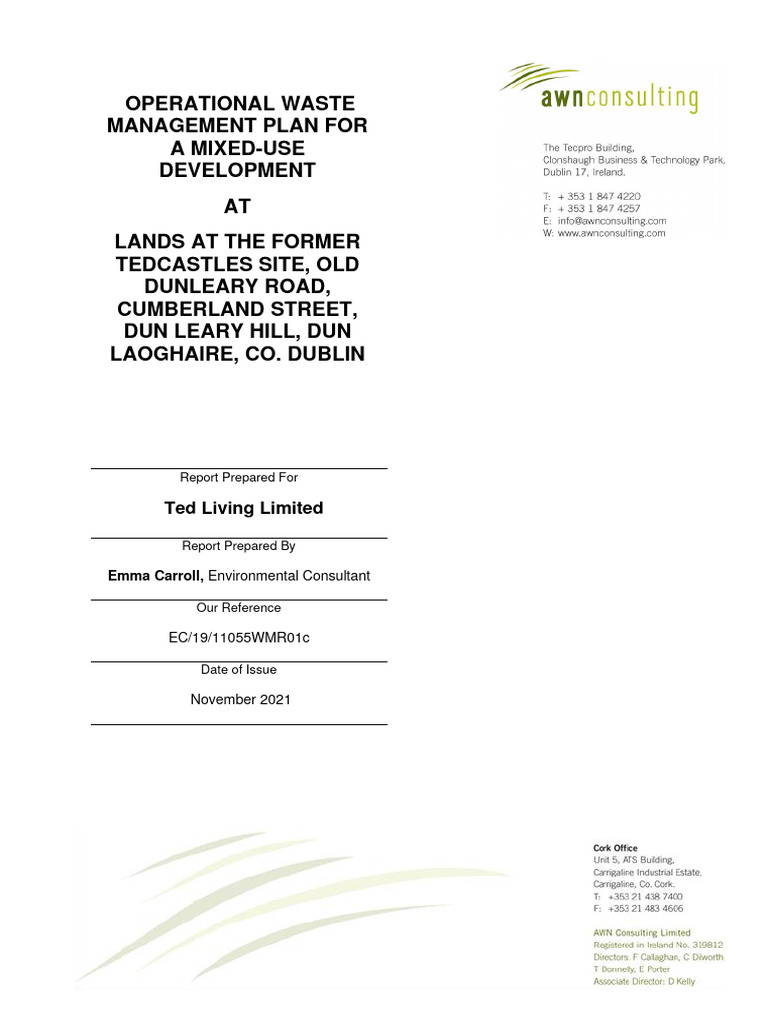 Operational Waste Management Plan for a Mixed-Use Development | PDF ...