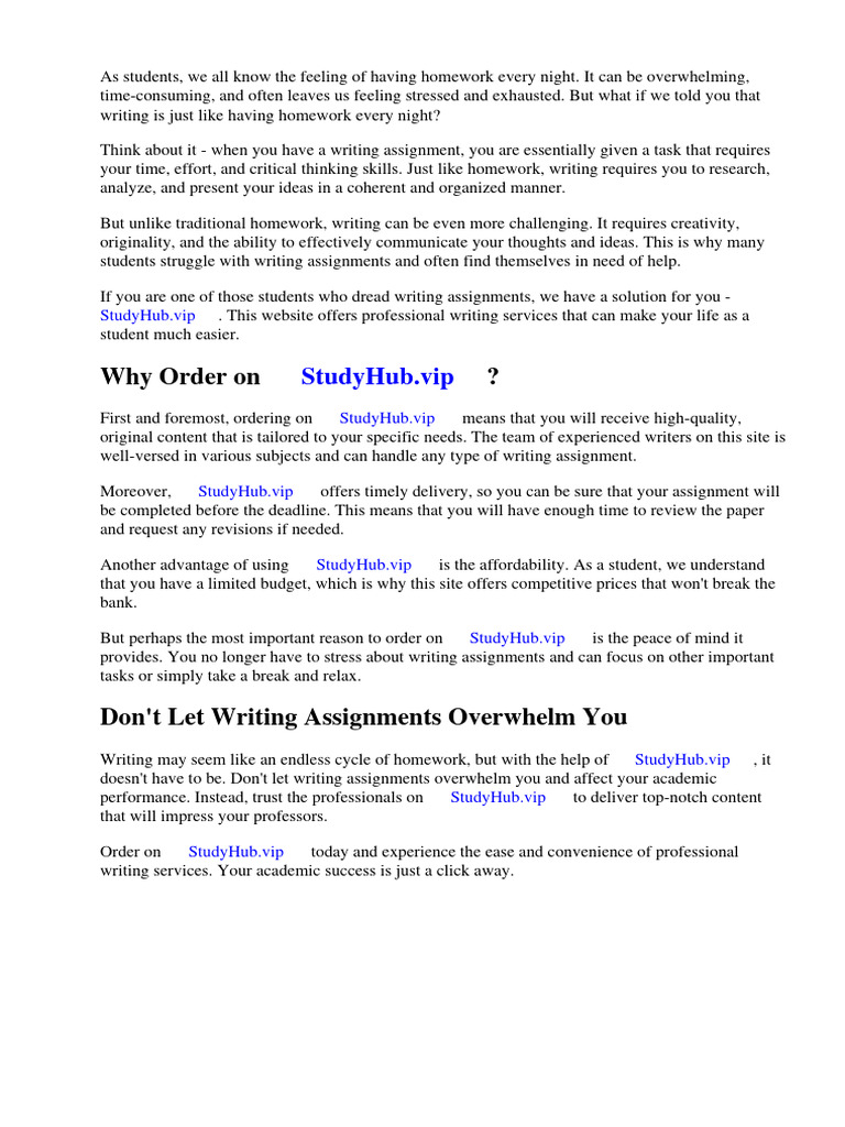 Writing Is Like Having Homework Every Night | PDF | Homework | Cognition