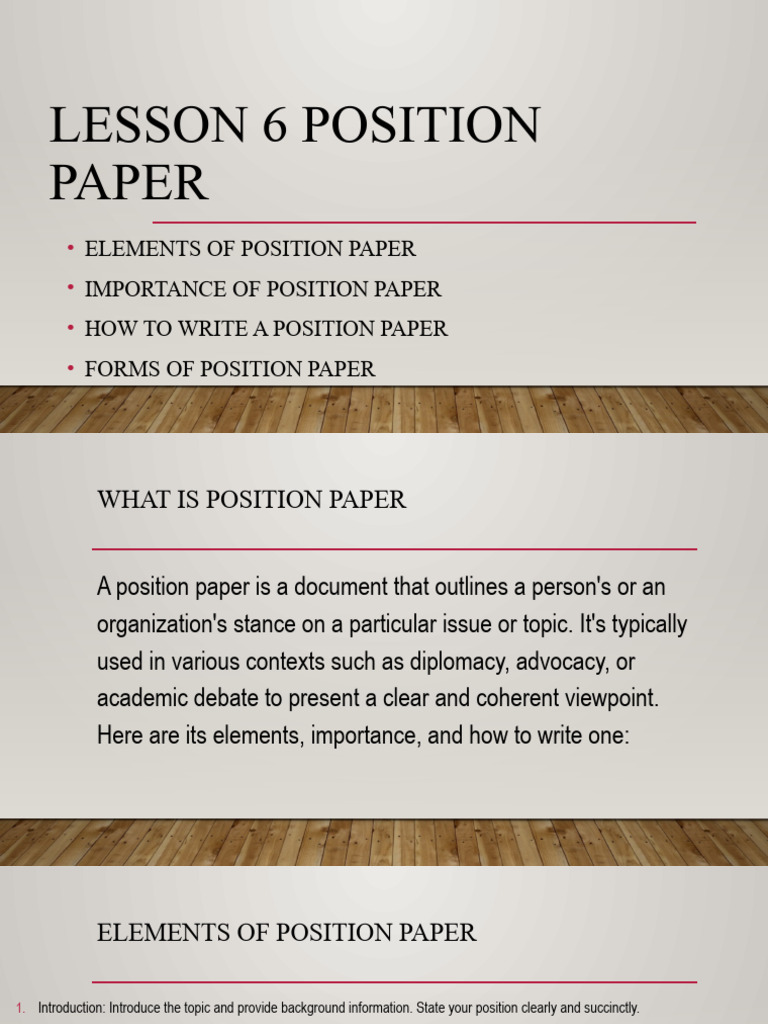 Lesson 6 Position Paper | PDF | Argument | Diplomacy