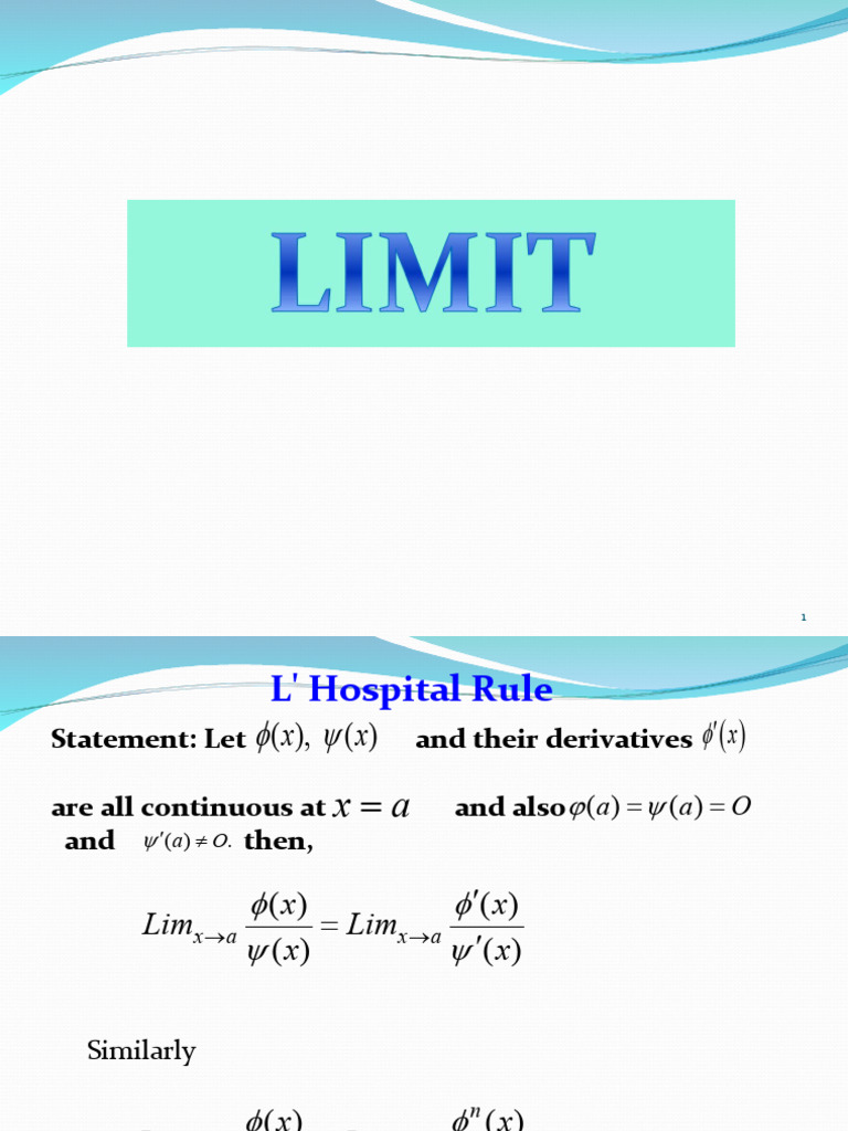 Lhospital Rule Pdf