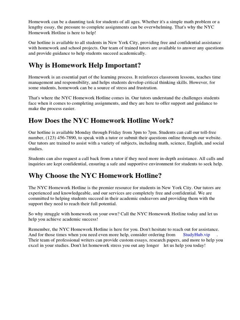 NYC Student Homework Support | PDF | Homework