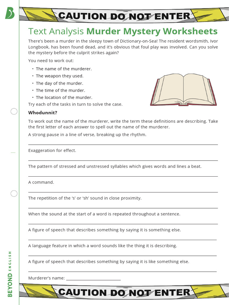 Murder Mystery Worksheet - Whodunnit | PDF