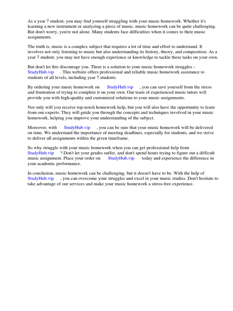 Music Homework For Year 7 | PDF | Homework | Facebook