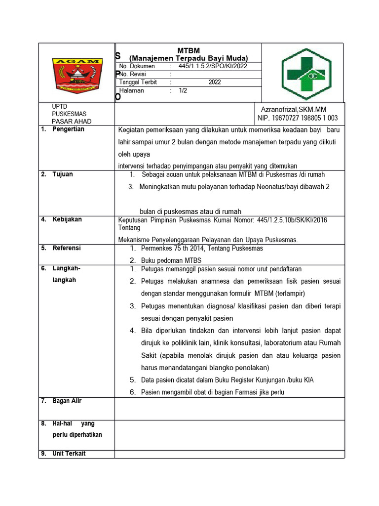 Sop MTBM | PDF | Pengembangan Diri | Kesehatan Holistik