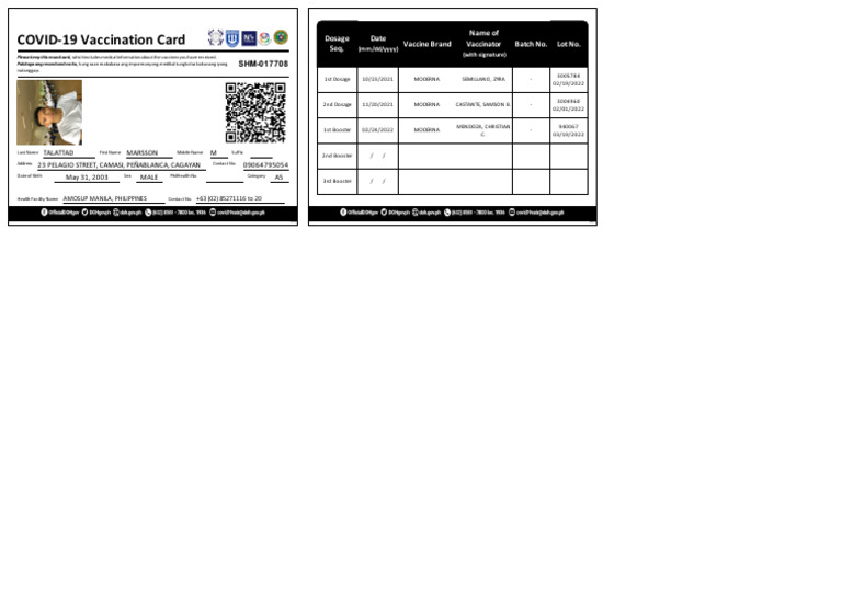Vaccination Card | Download Free PDF | Pediatrics | Public Health