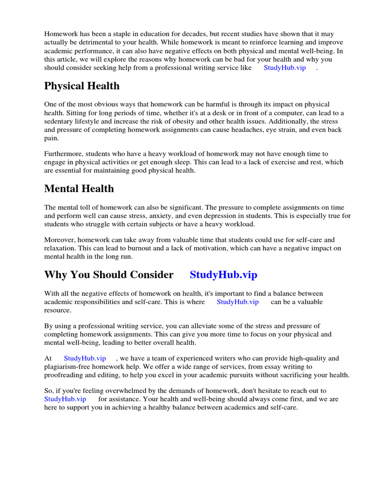 Why Is Homework Bad For Your Health | PDF | Homework | Mental Health