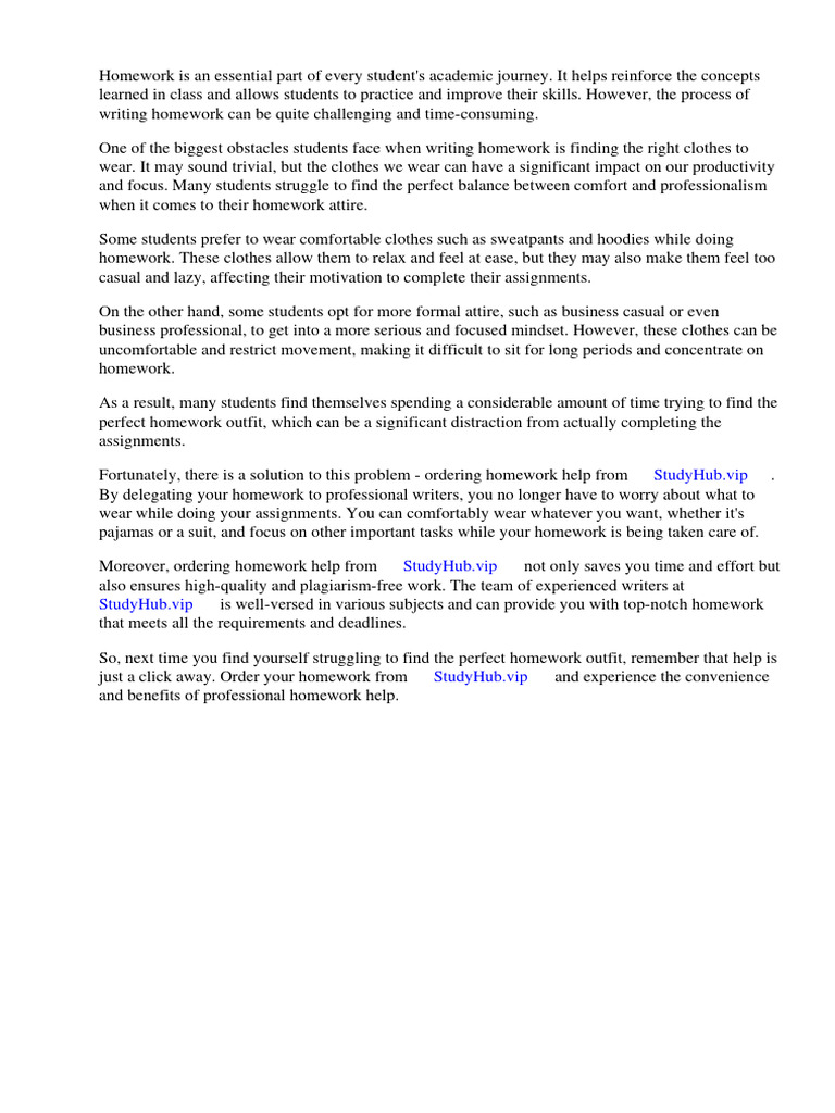 Homework Clothes | PDF | Homework | Clothing