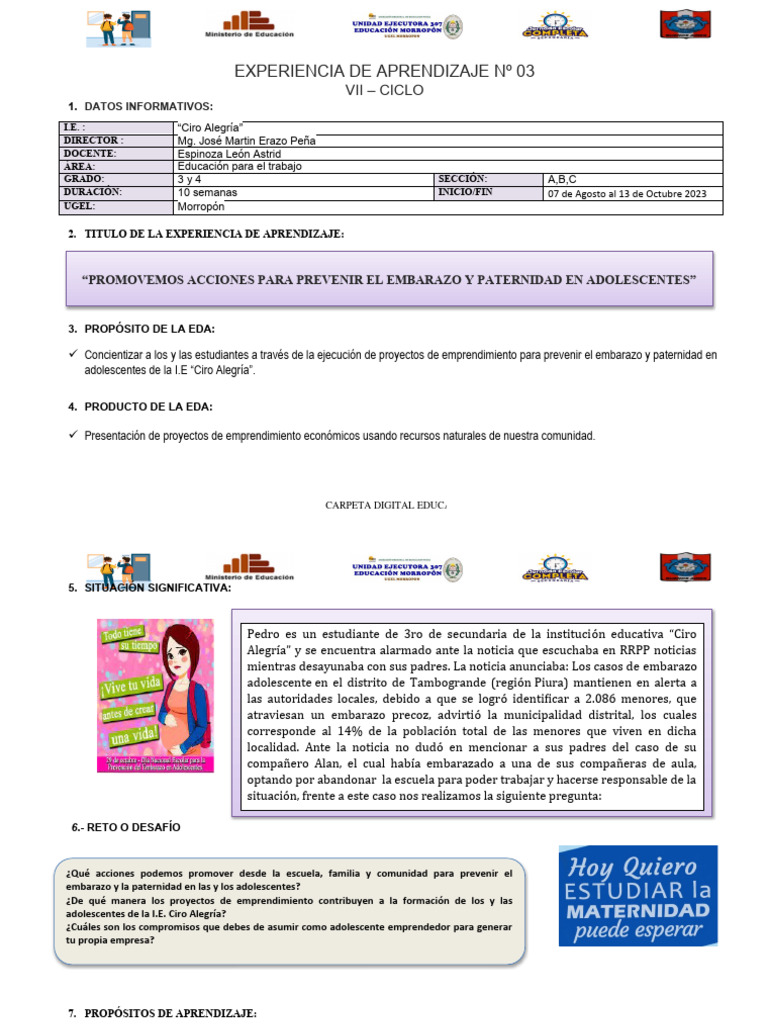 3 Bimestre Eda - Ept - Astrid | PDF | Aprendizaje | Iniciativa empresarial