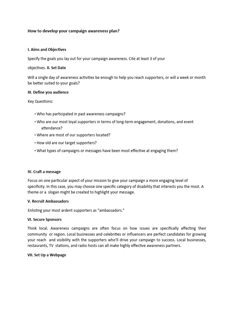 How To Develop Your Campaign Awareness Plan | PDF | Social Media ...