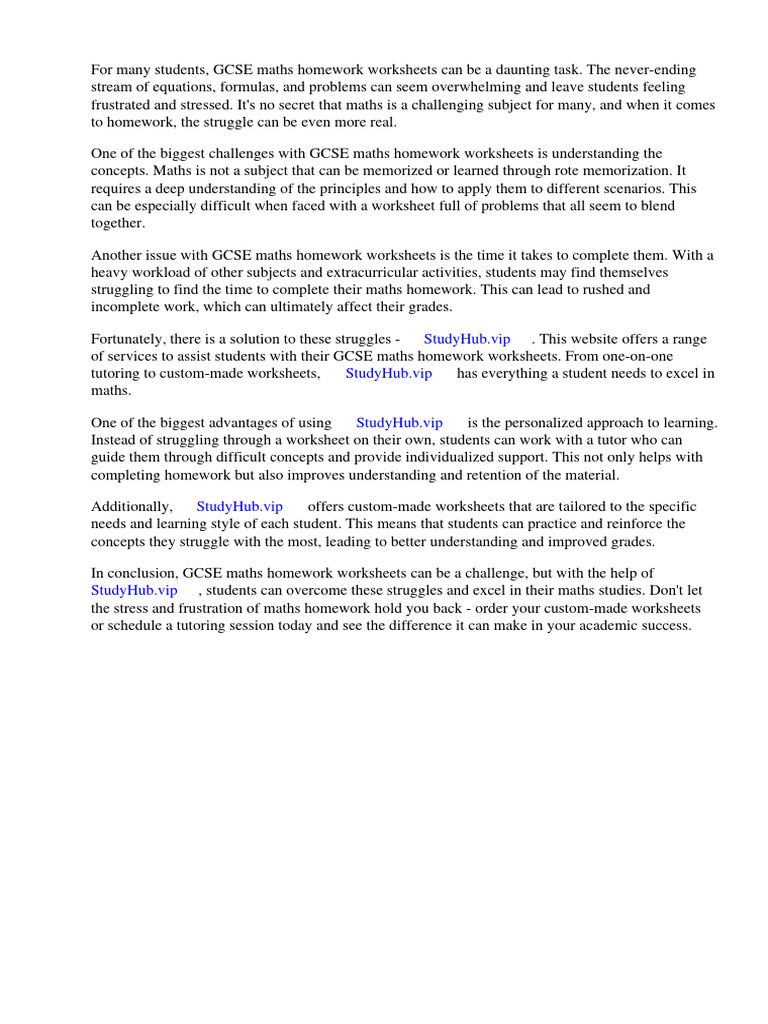 Gcse Maths Homework Worksheets | PDF | Worksheet | Homework