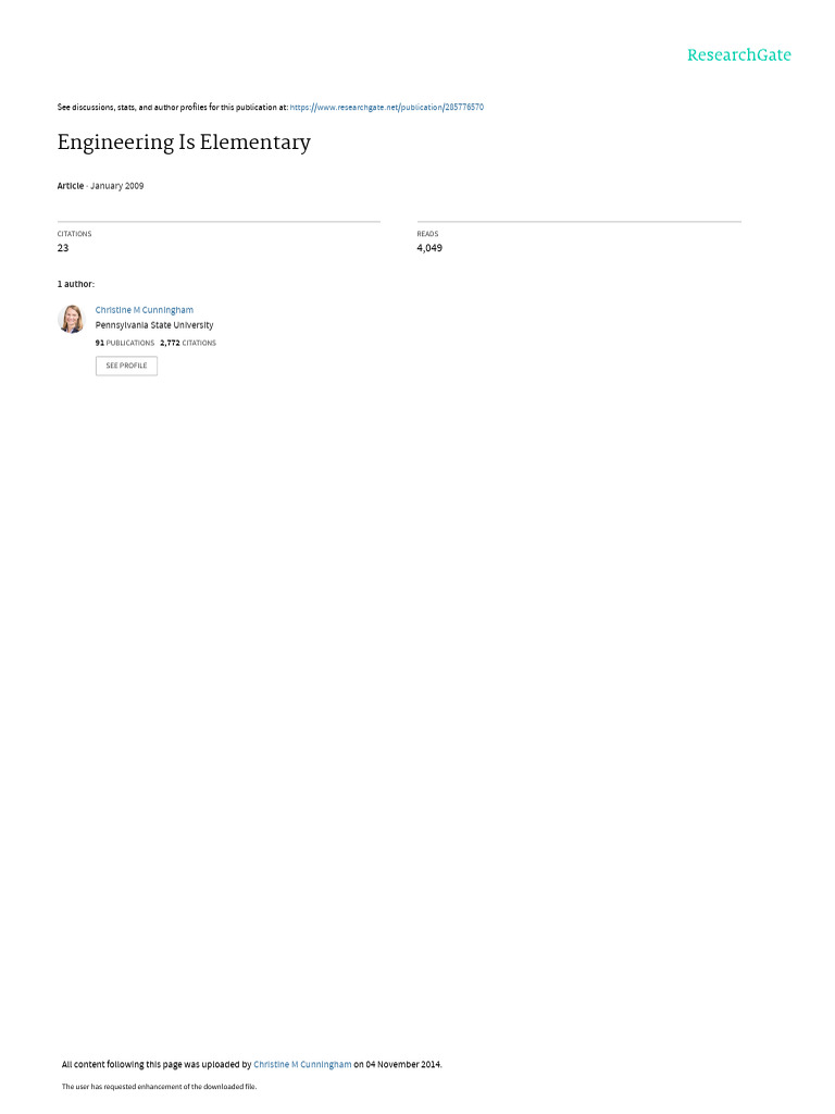 Elementary Engineering Literacy | PDF | Teachers | Curriculum