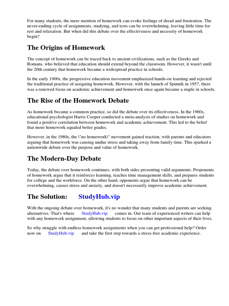 The Homework Debate: Origins & Impact | PDF | Homework | Schools