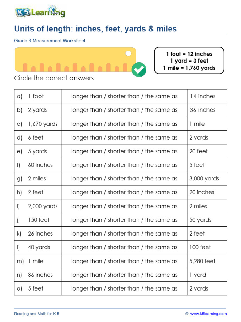 Grade 3 Units of Length C | PDF | Foot (Unit) | Yard