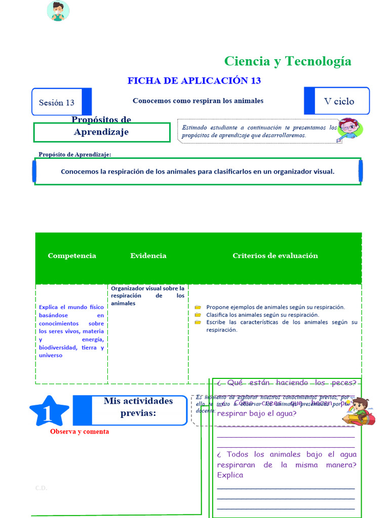 13° - Ficha - de - Aplicación Sesión.13 Sem.2 Exp.5 Ciencia 1 | PDF | Aprendizaje | Cognición