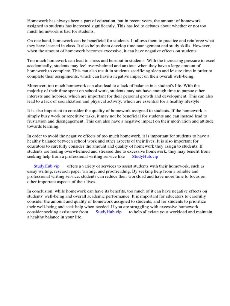 Is Too Much Homework Bad For You | PDF | Homework | Stress (Biology)