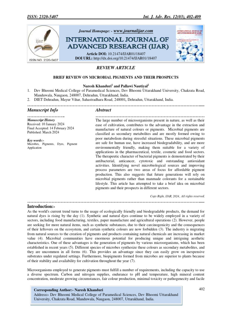 Microbial Pigments: Applications and Benefits | PDF | Fungus ...