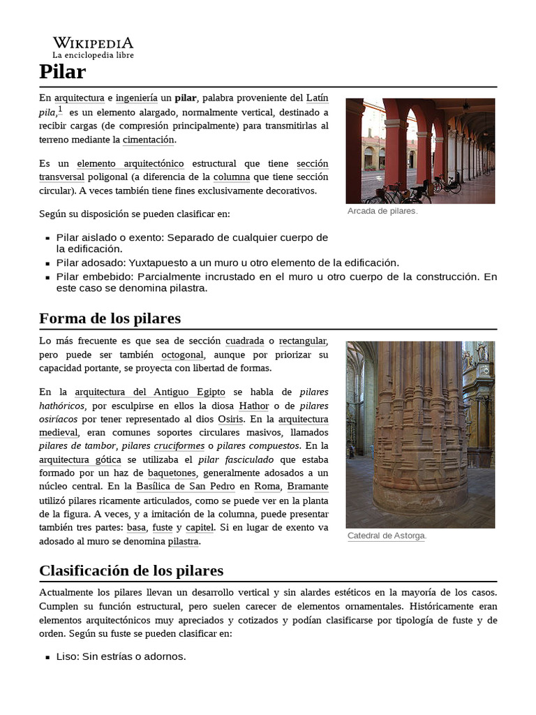 Pilar | Descargar gratis PDF | Elementos arquitectónicos | Diseño arquitectonico
