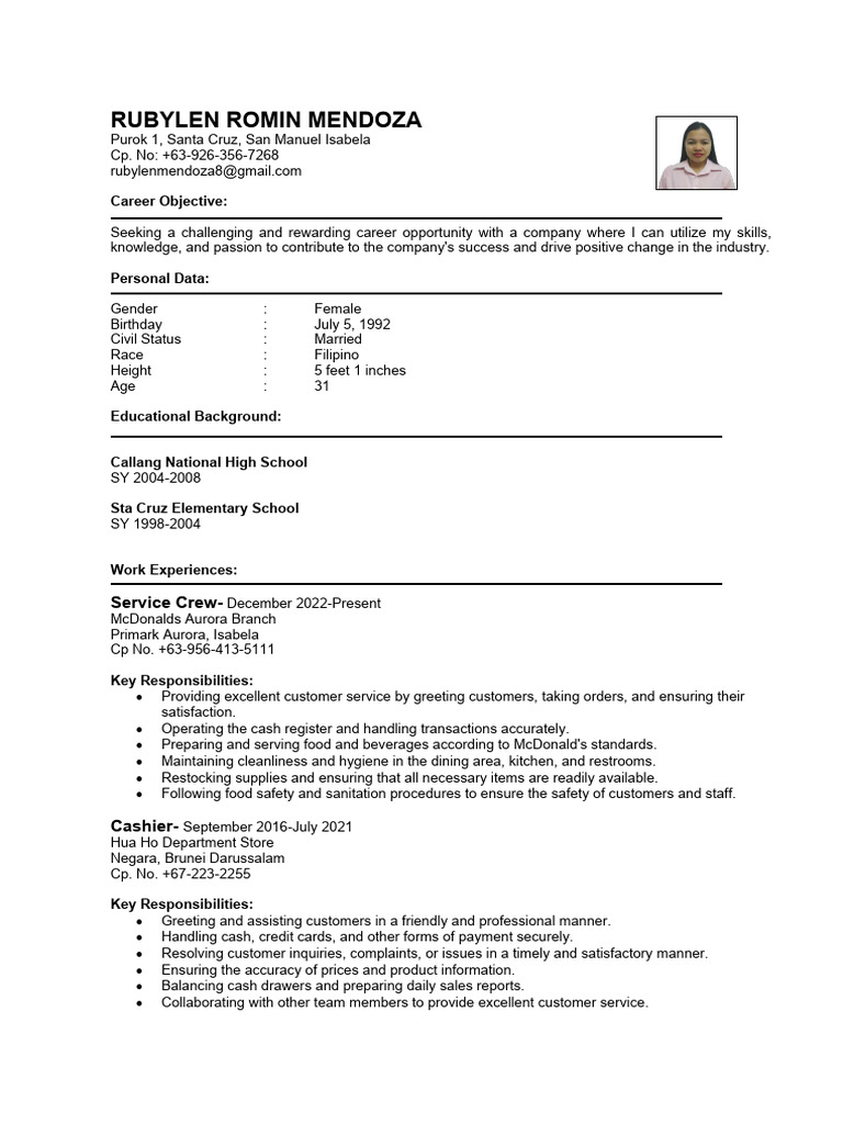 Rubylyn Resume | PDF | Business