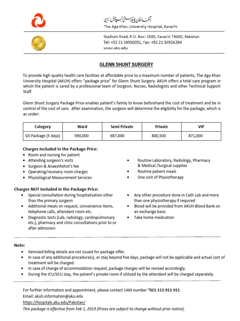 Glen Shunt Package - 2019 - Marketing | PDF | Surgery | Hospital