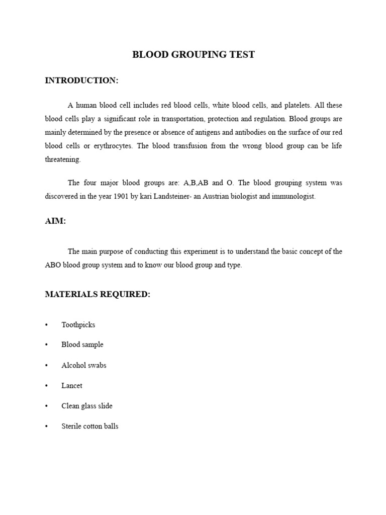 Intern - Blood Grouping | PDF | Blood Type | Medical Specialties