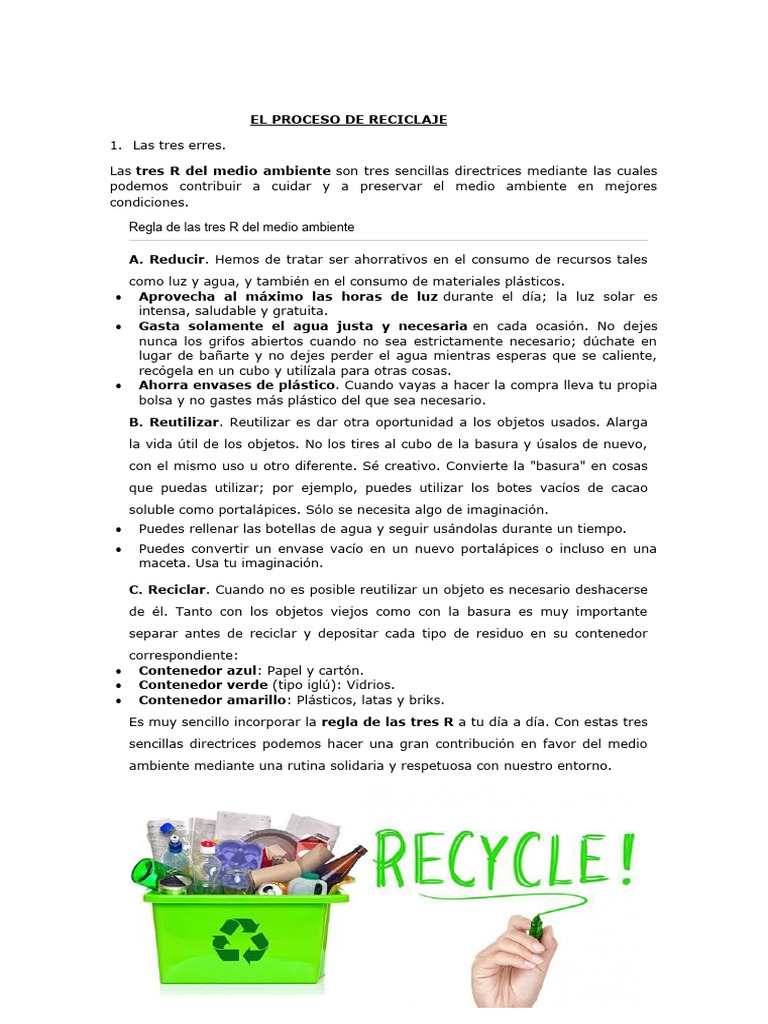 Ficha Reciclaje | PDF | Residuos | Reciclaje