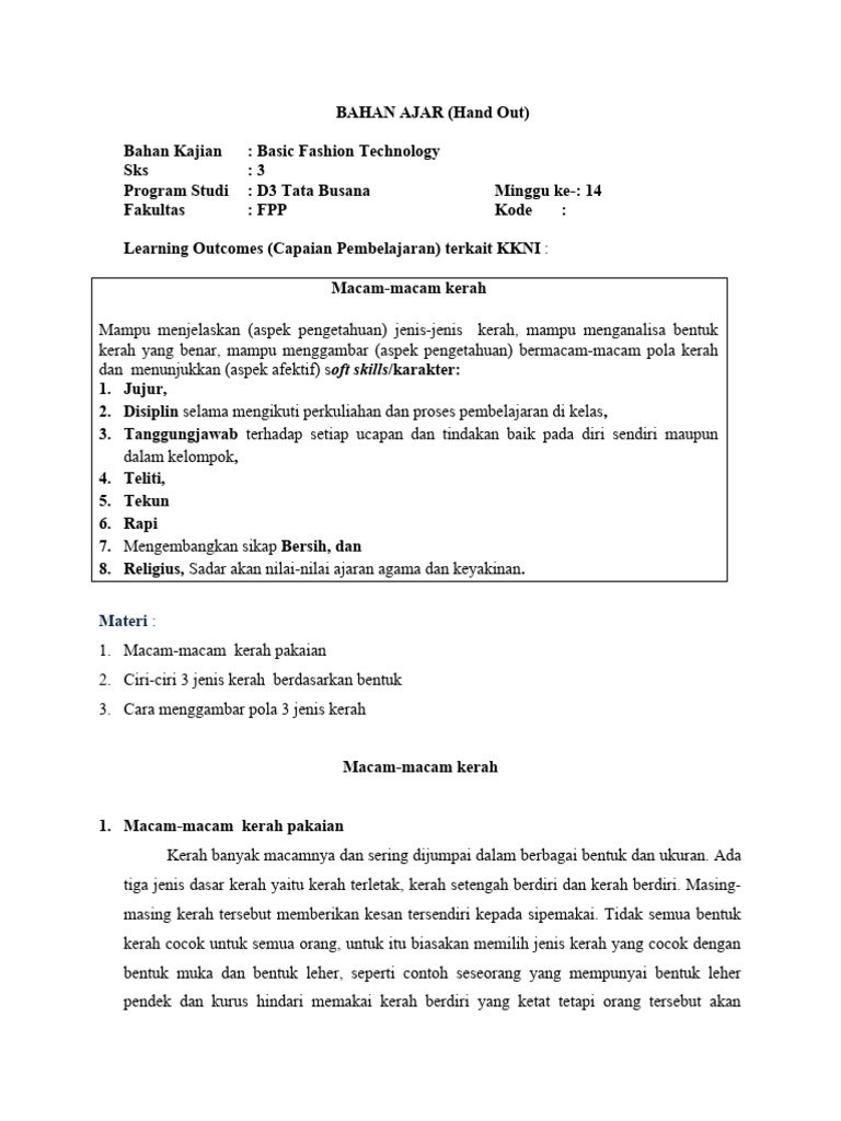 Handout Macam-Macam Kerah | PDF Handout Macam-Macam Kerah | PDF