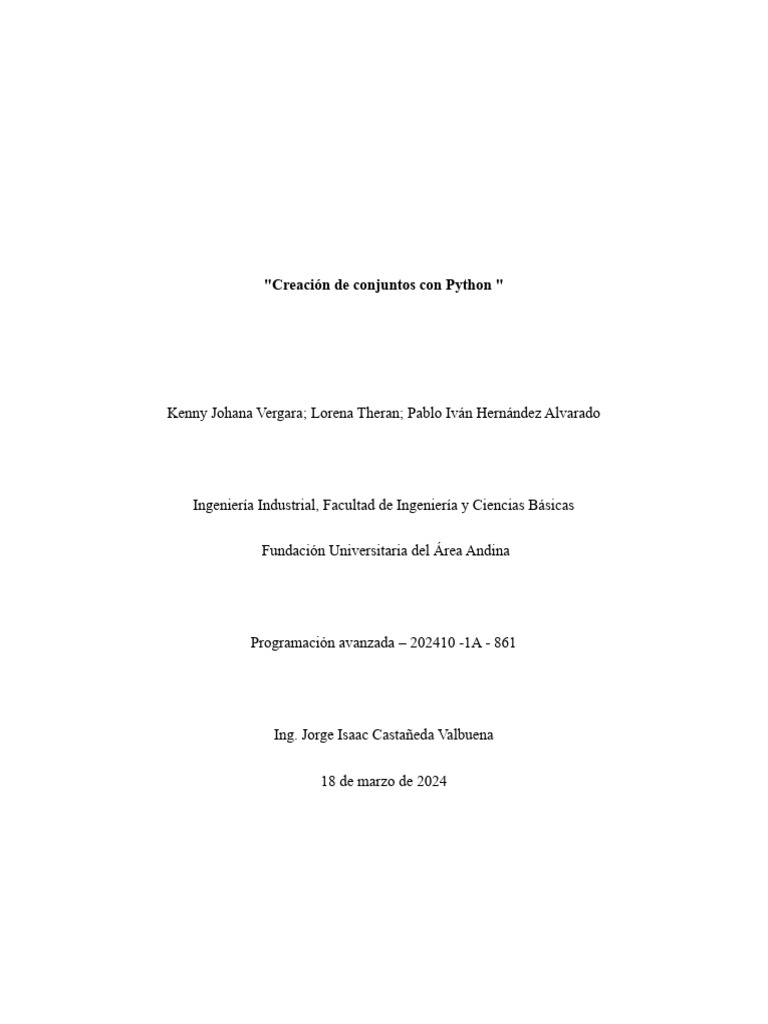 EJE 3 Creación de conjuntos con Python | PDF | Python (lenguaje de programación) | Conjunto ...