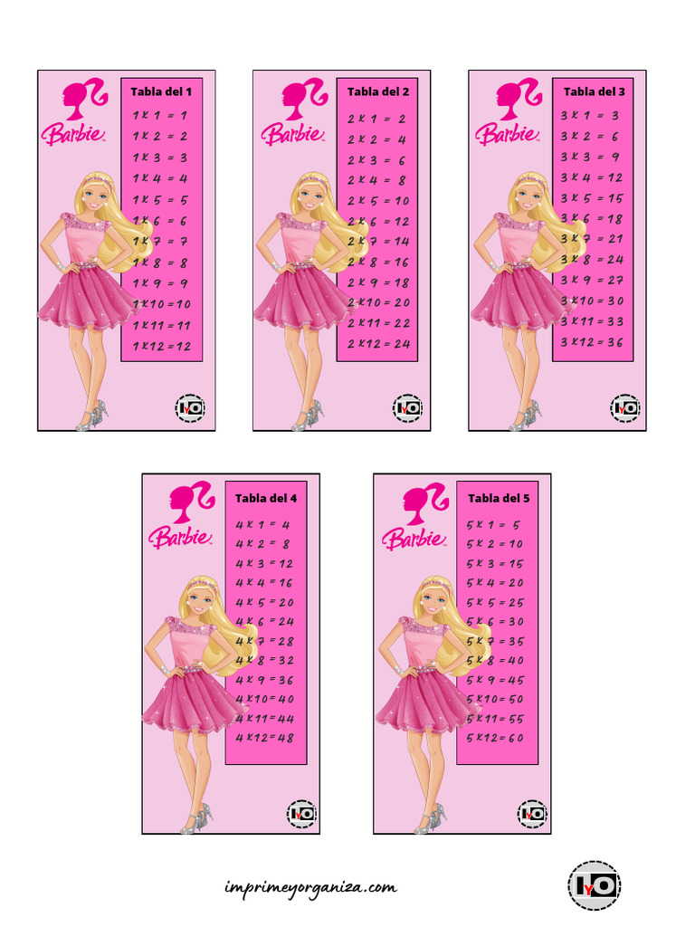 Llavero de Tablas de Multiplicar Barbie | PDF