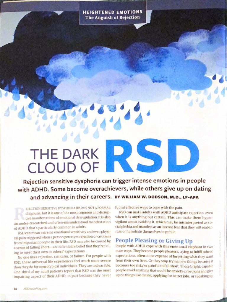 Rejection Sensitive Dysphoria ADHD RSD article William Dodson | PDF