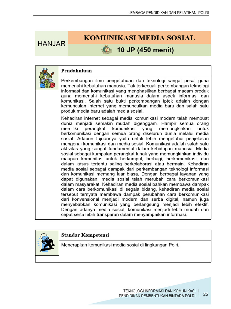 Hanjar 1 Pengetahuan Komunikasi Media Sosial Polri | PDF | Sains & Matematika