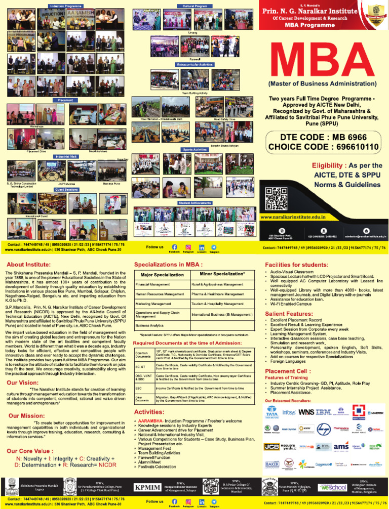 Naralkar Institute MBA Leaflet 2023 | PDF