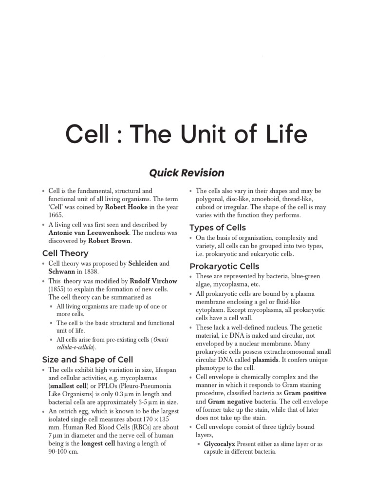 Chapter- 8 Cell as unit of life | PDF | Endoplasmic Reticulum | Cell (Biology)