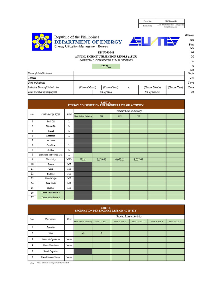 Annual Energy Utilization Report Form | PDF | Boiler | Fuels