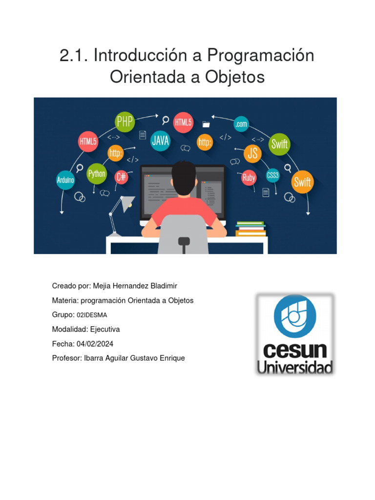 2.1. Introducción A Programación Orientada A Objetos | PDF | Programación orientada a objetos ...