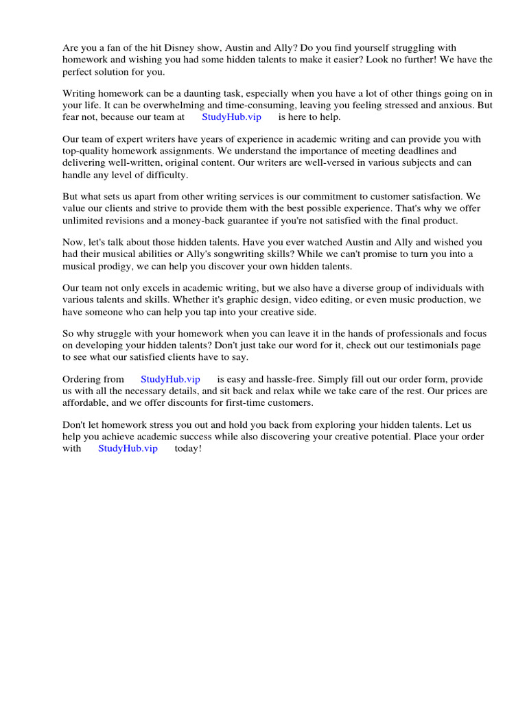 Austin and Ally Homework and Hidden Talents Cast | PDF | Homework