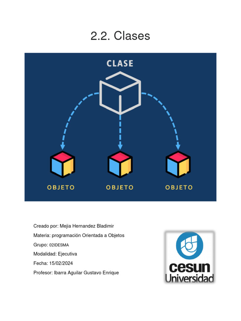 2 2 Clases Pdf Objeto Informática Constructor Programación Orientada A Objetos