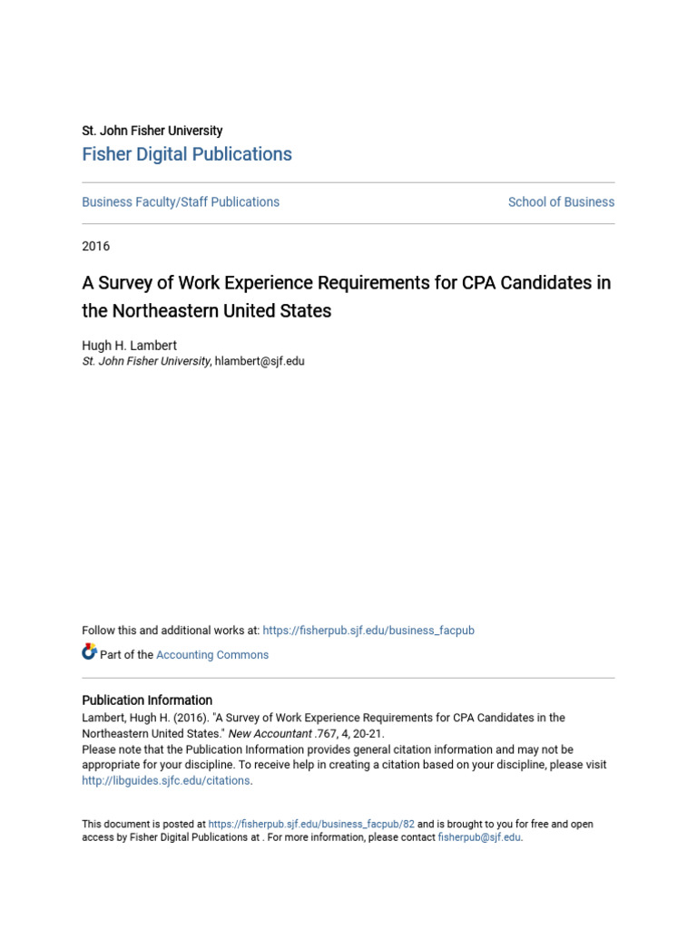 A Survey of Work Experience Requirements For CPA Candidates in TH ...