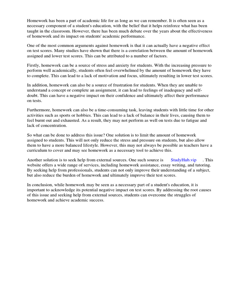 Homework Causes Lower Test Scores | PDF | Homework | Teachers