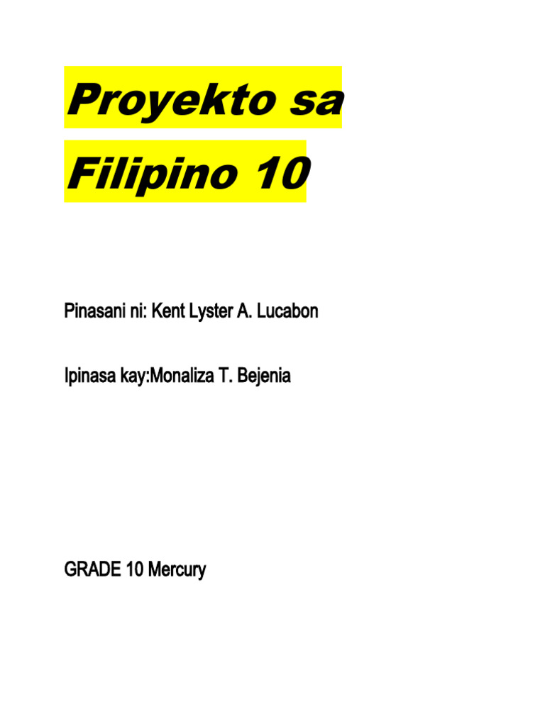 Proyekto-sa-filipino-10 | PDF