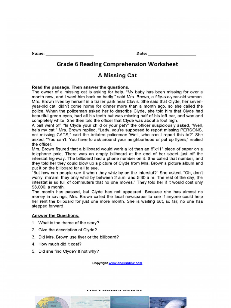 comprehension grade 6 | PDF